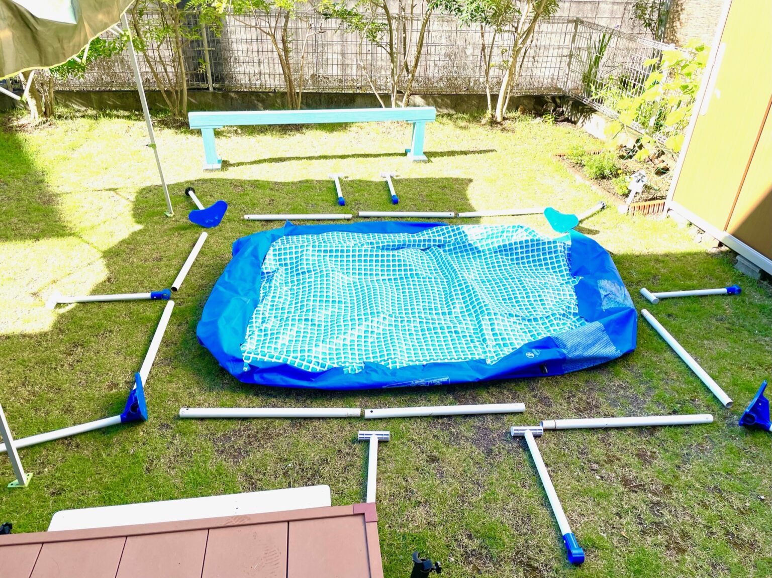 15分弱！母親ひとりでインテックスフレームプール組み立て - 基本、ママ＋